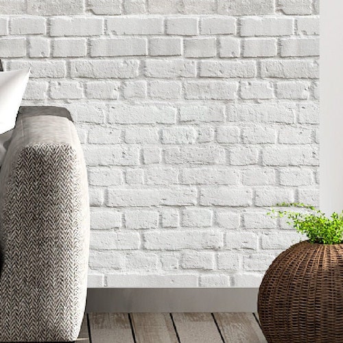 Brick Wall Decal White Gray Faux Brick Wall Removable | Etsy