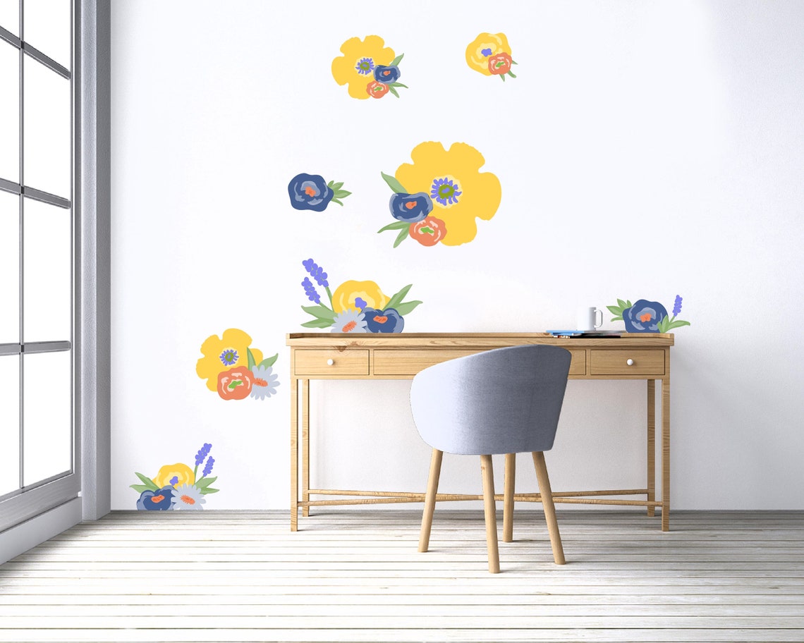 Removable Wall Decals Big Large Flowers Peel & Stick | Etsy