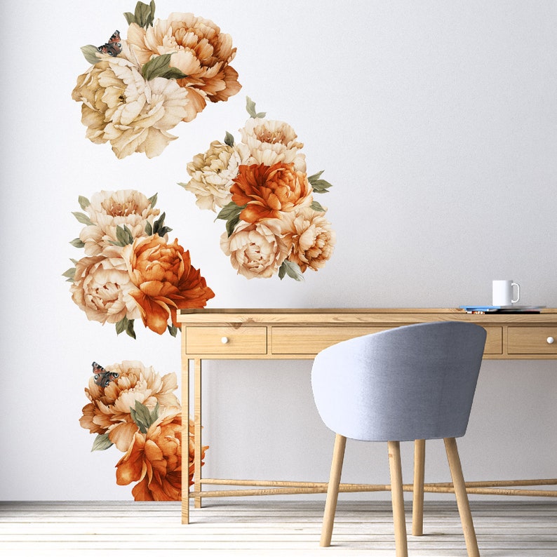 Peonies Wall Decals Large Peony Flower Wall Stickers Floral - Etsy