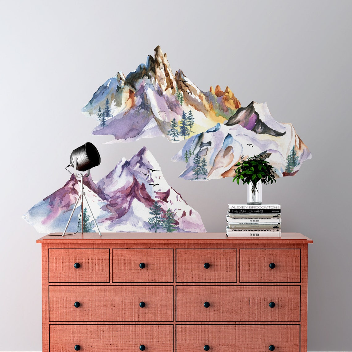 Mountains Scene Wall Decals Removable Wallpaper Sticker - Etsy