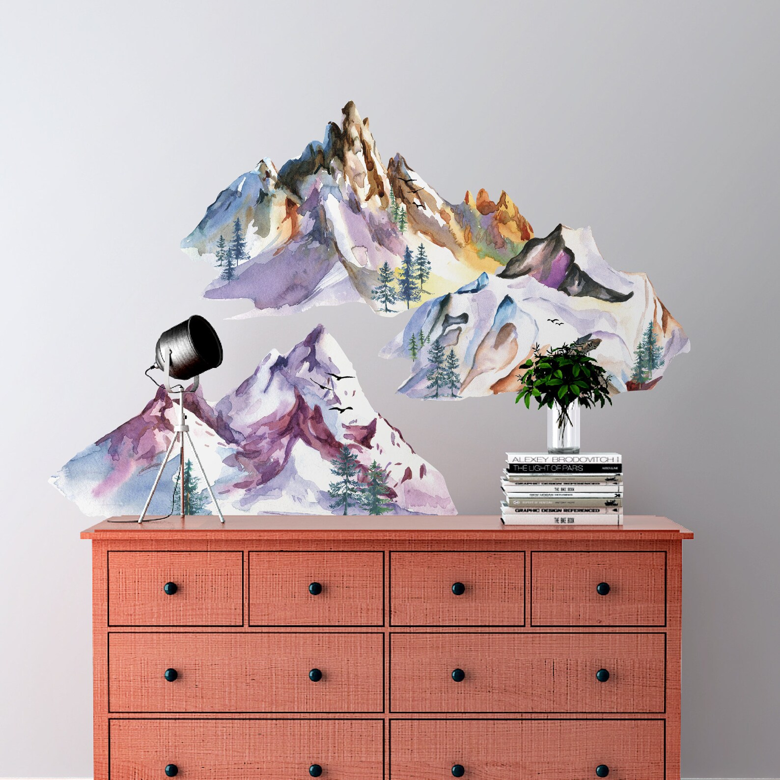 Mountains Scene Wall Decals Removable Wallpaper Sticker Reusable ...
