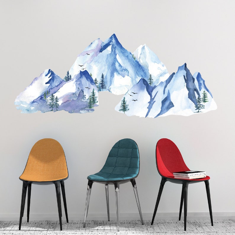 Mountains Scene Wall Decals Removable Wallpaper Sticker - Etsy