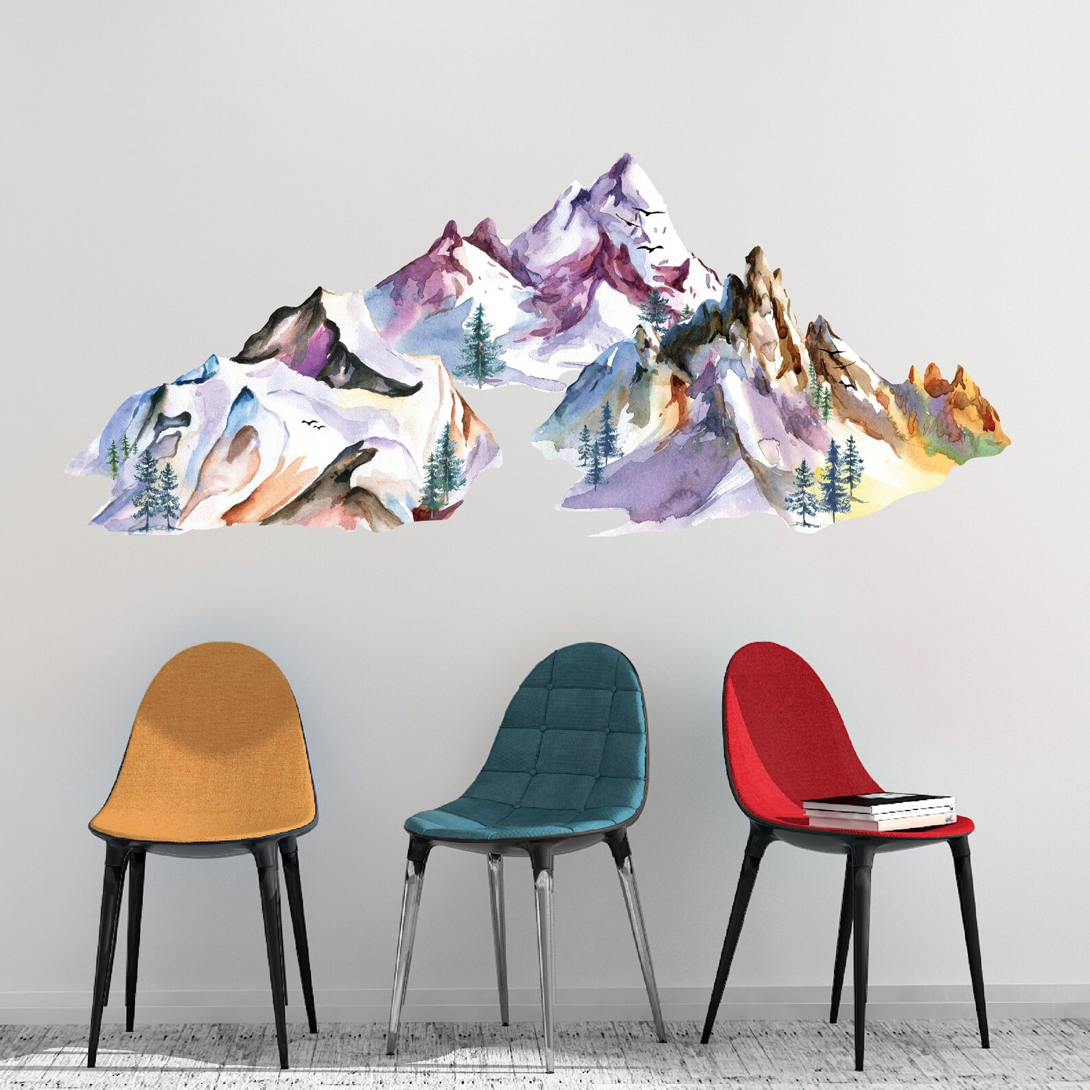 Mountains Scene Wall Decals Removable Wallpaper Sticker Reusable ...