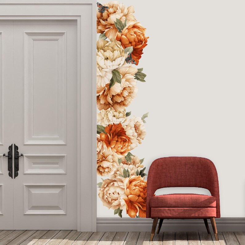 Large Peony Flower Wall Decals Peonies Wall Stickers Floral Wallpaper ...