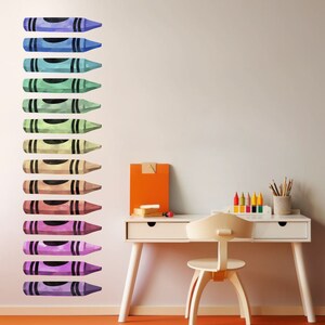 Crayon Wall Decals | Soft Rainbow Color Crayon Wall Stickers for ...