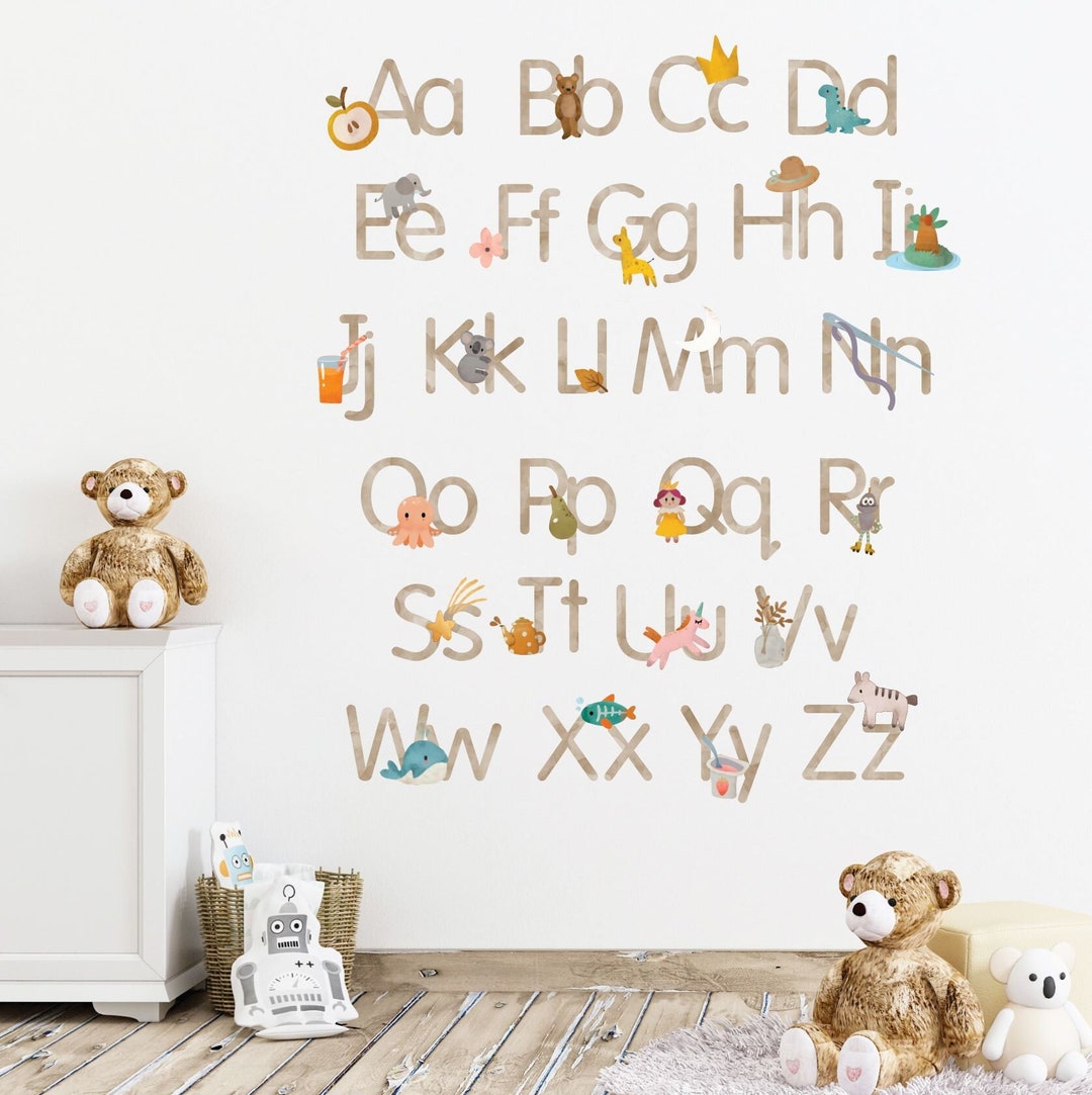 Alphabet Wall Decals | Letters With Pictures Wall Stickers A-Z, Kids ...