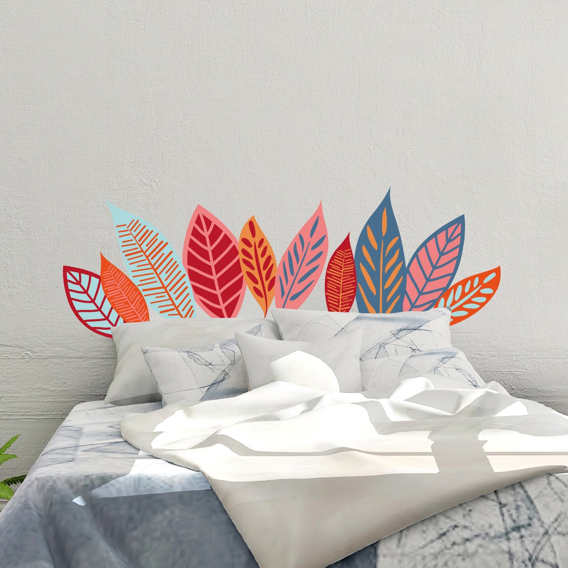 Large Leaf Wall Decals Multi-color Removable Feathers Leaves - Etsy