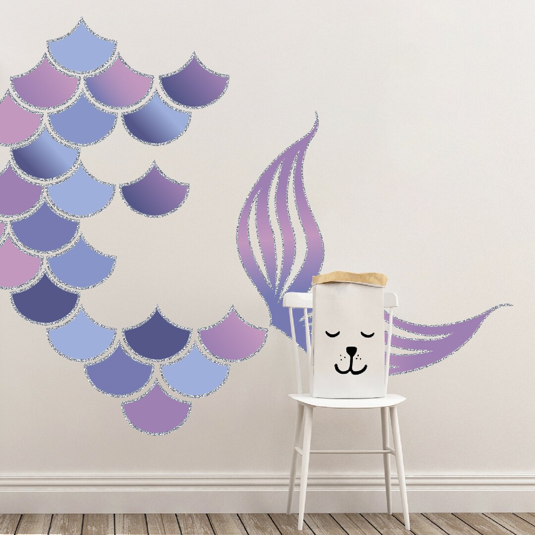 Mermaid Tail Scales Girls Room Removable Wall Decal Reusable Mermaid ...