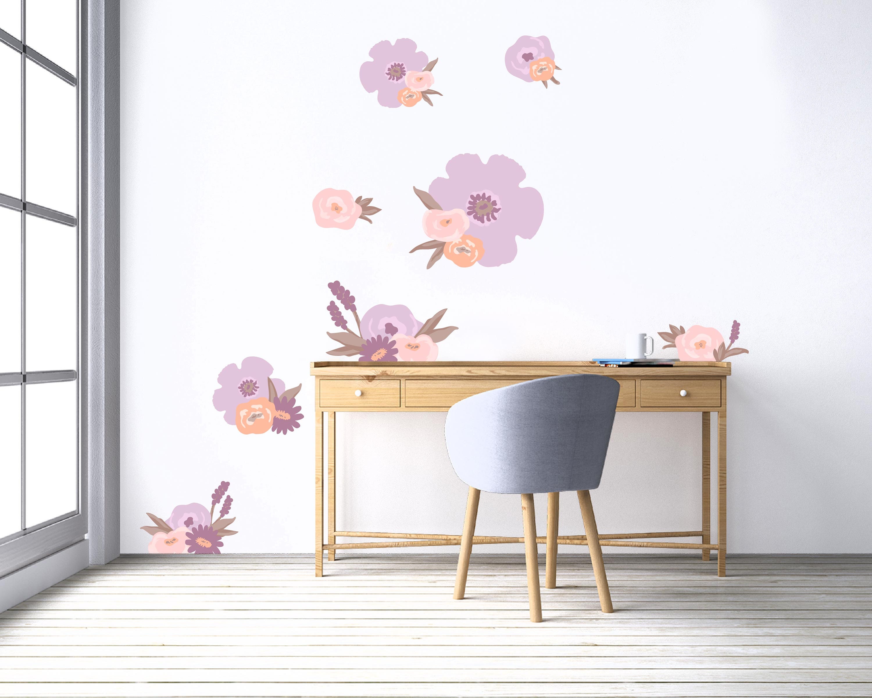Removable Wallpaper Stickers | Flowers | Kids Room Ideas | Fabric Peel ...
