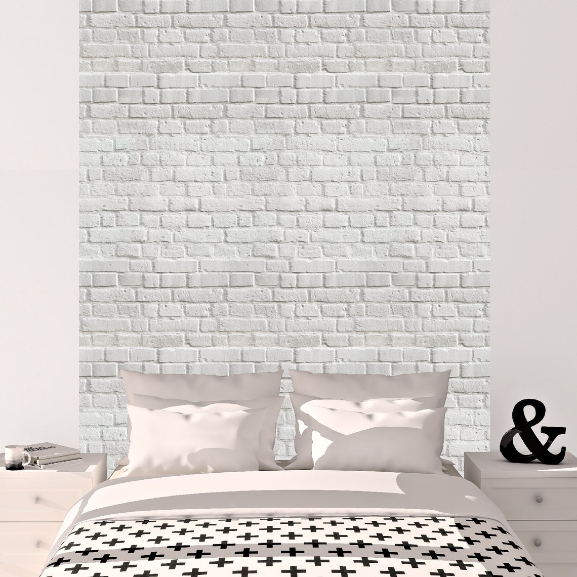 Brick Wall Decal White Gray Faux Brick Wall Removable | Etsy
