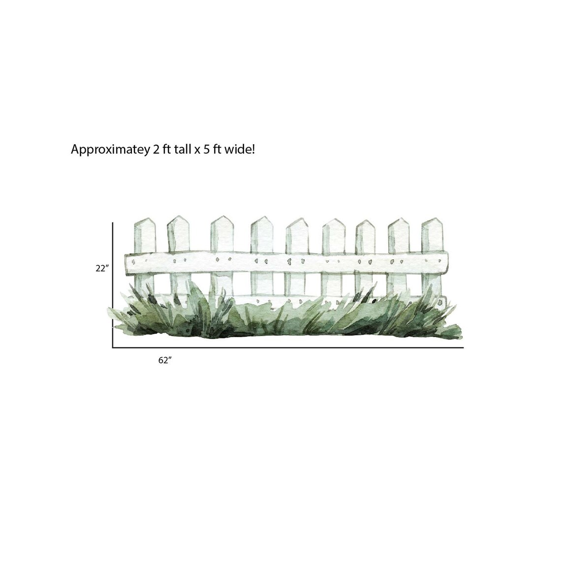 Easy Faux Picket Fence Removable Wall Decals Farmhouse White Fence With ...