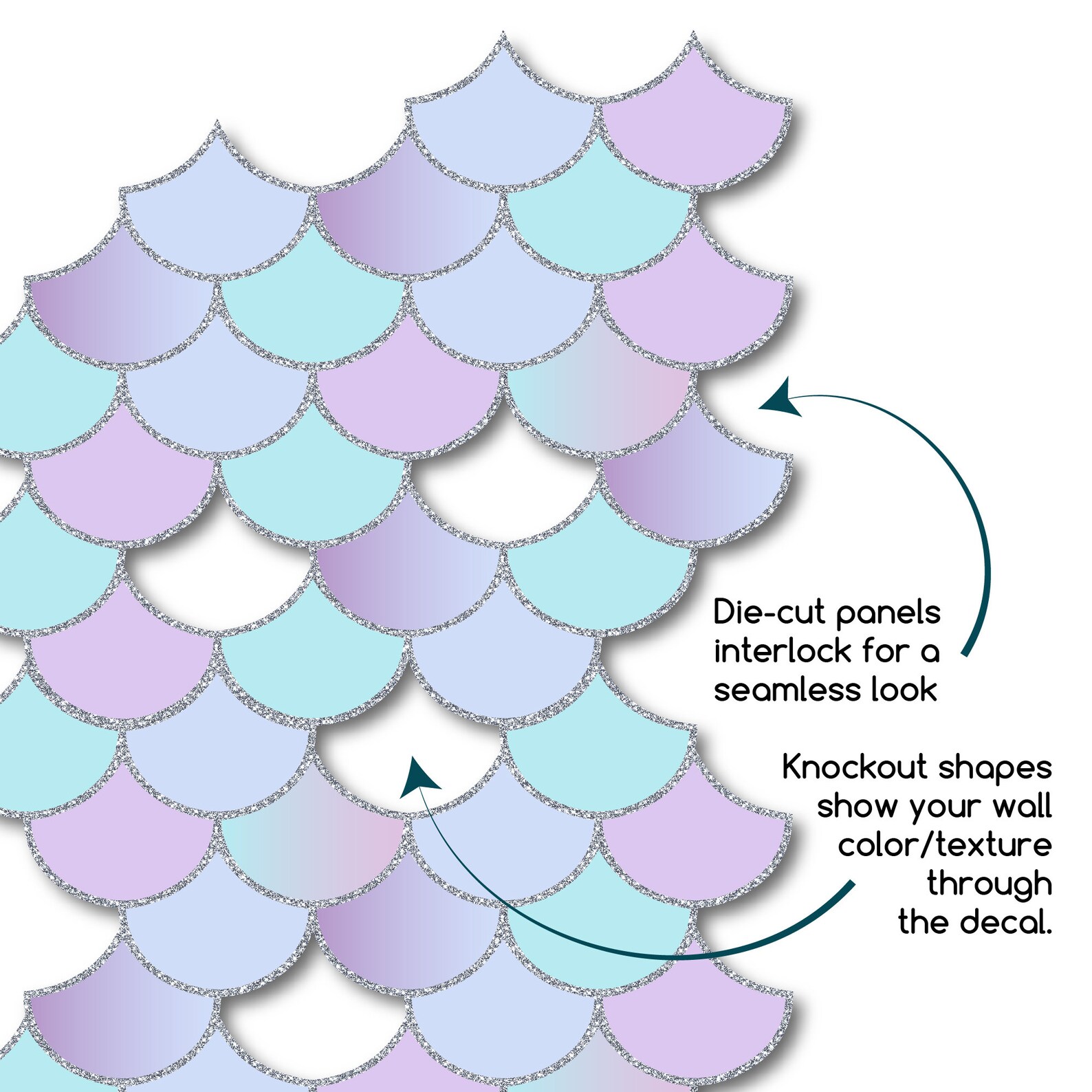 Mermaid Wallpaper Interlocking Panels Removable Wall Decals | Etsy