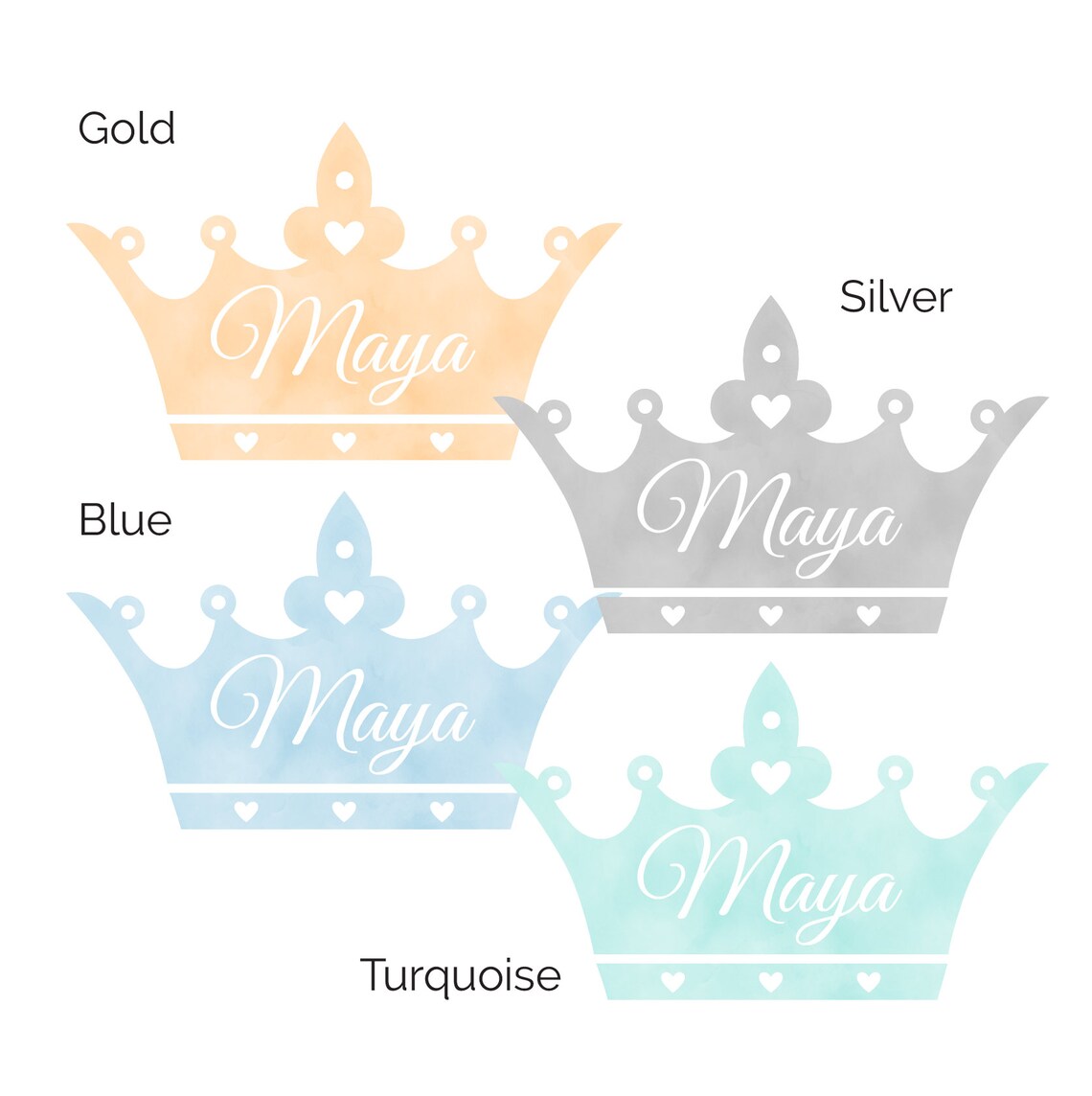 Tiara Crown Wall Decal | Custom Name | Princess Room Wall Sticker Decor ...