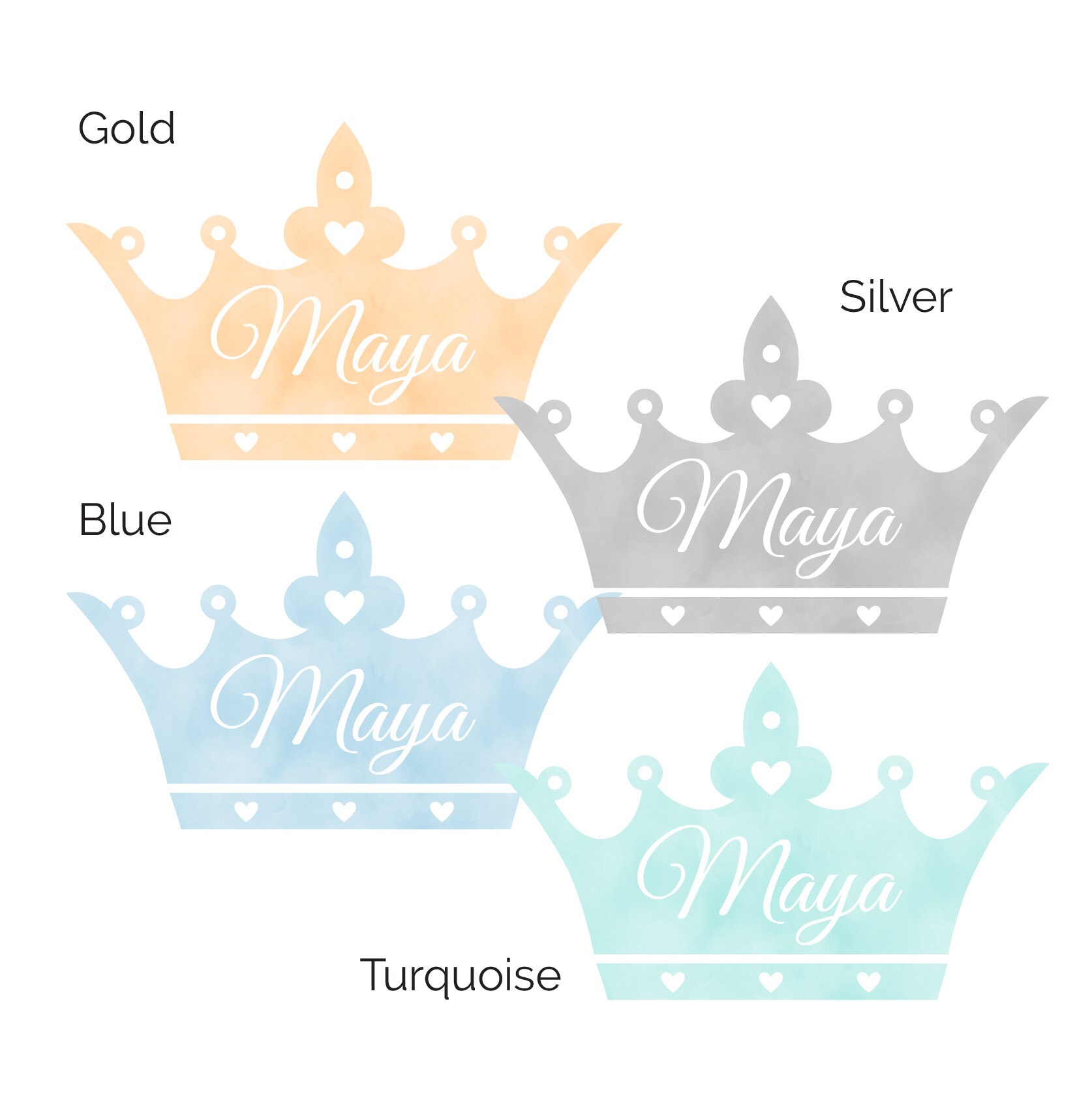 Tiara Crown Wall Decal | Custom Name | Princess Room Wall Sticker Decor ...