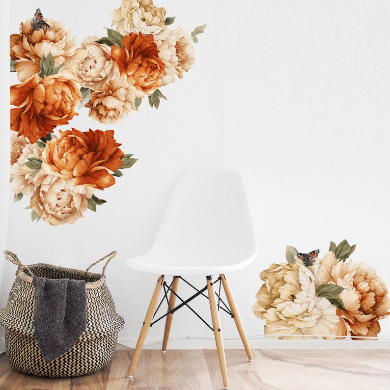 Peonies Wall Decals Large Peony Flower Wall Stickers Floral - Etsy