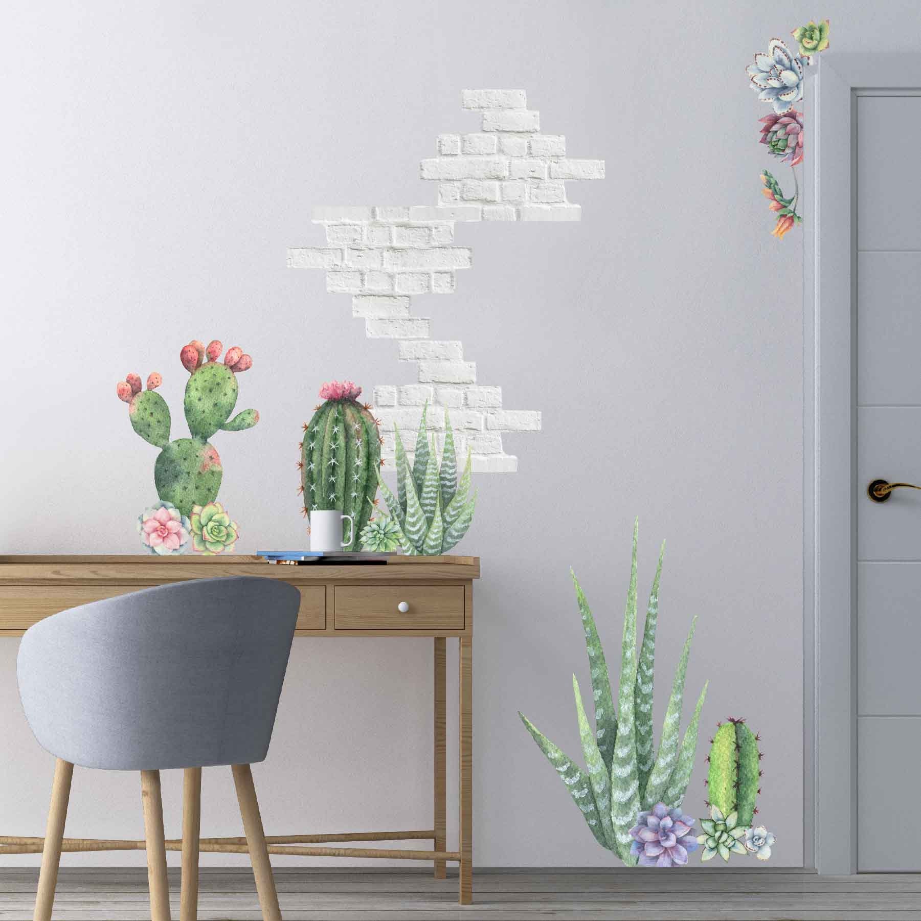 Cactus Wall Decals Succulent Removable Wallpaper Stickers | Etsy