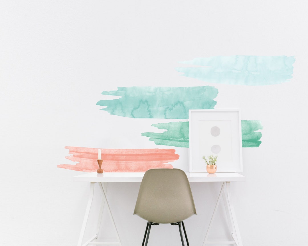 Removable Wall Decals Peel & Stick Reusable Stickers Blue Green ...