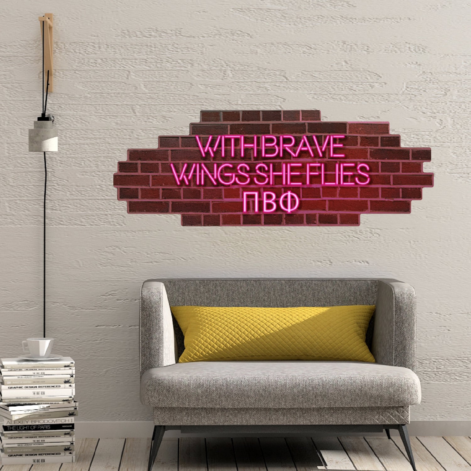 Your Custom Text Neon Sign Brick Wall Decal Pink Faux Neon | Etsy