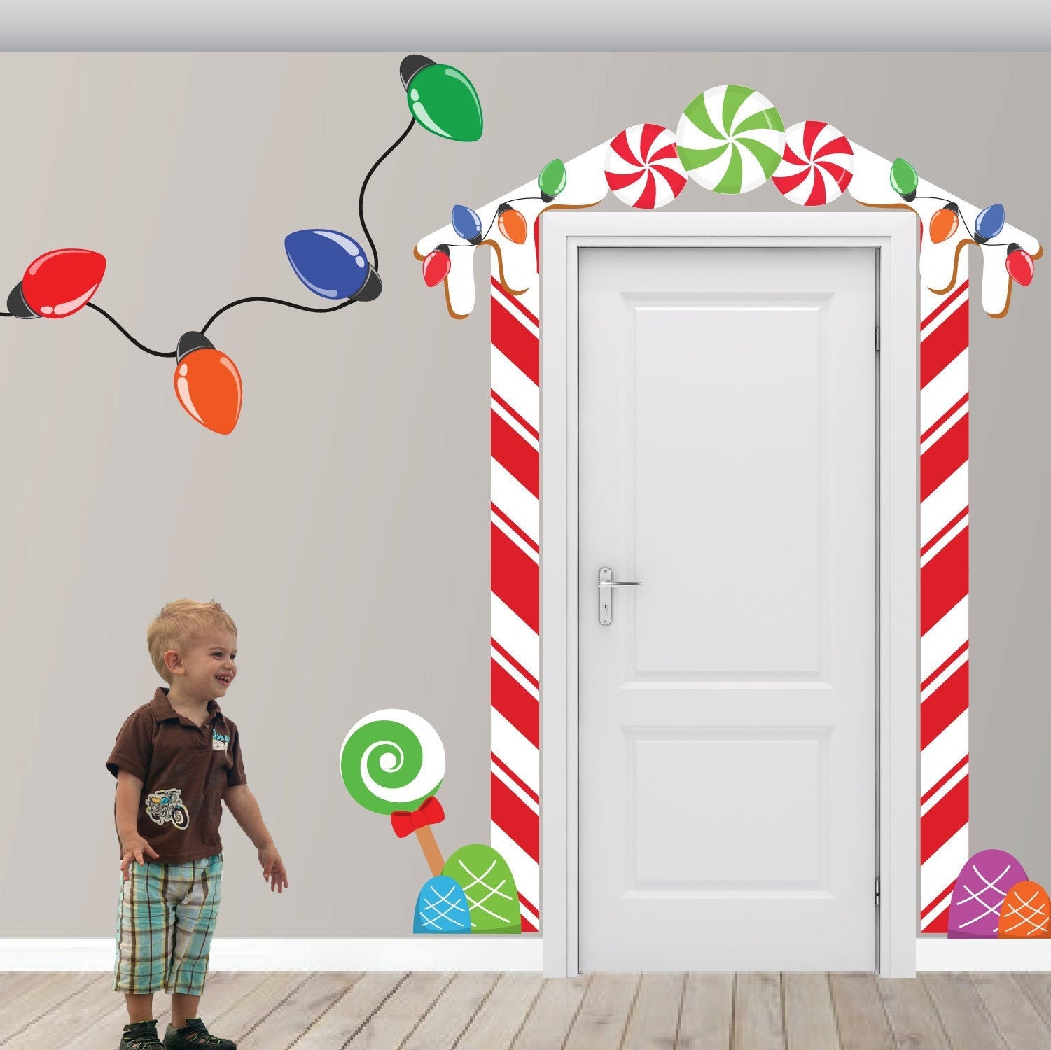 Christmas Wall Decals Elf Gingerbread House Door Doorway Hallway ...