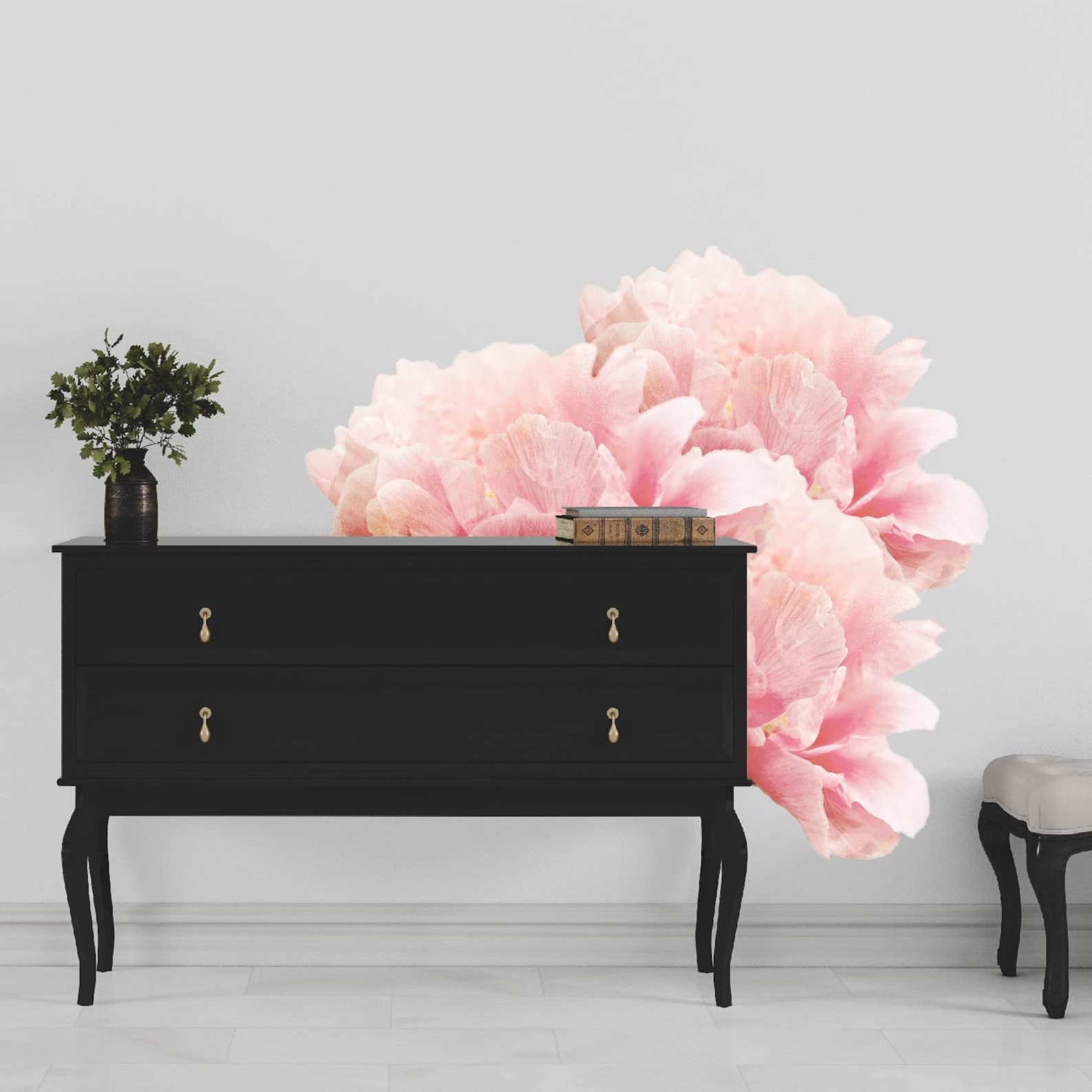 Large Peonies Flower Removable Wall Decals Peel and Stick Wall Decor ...