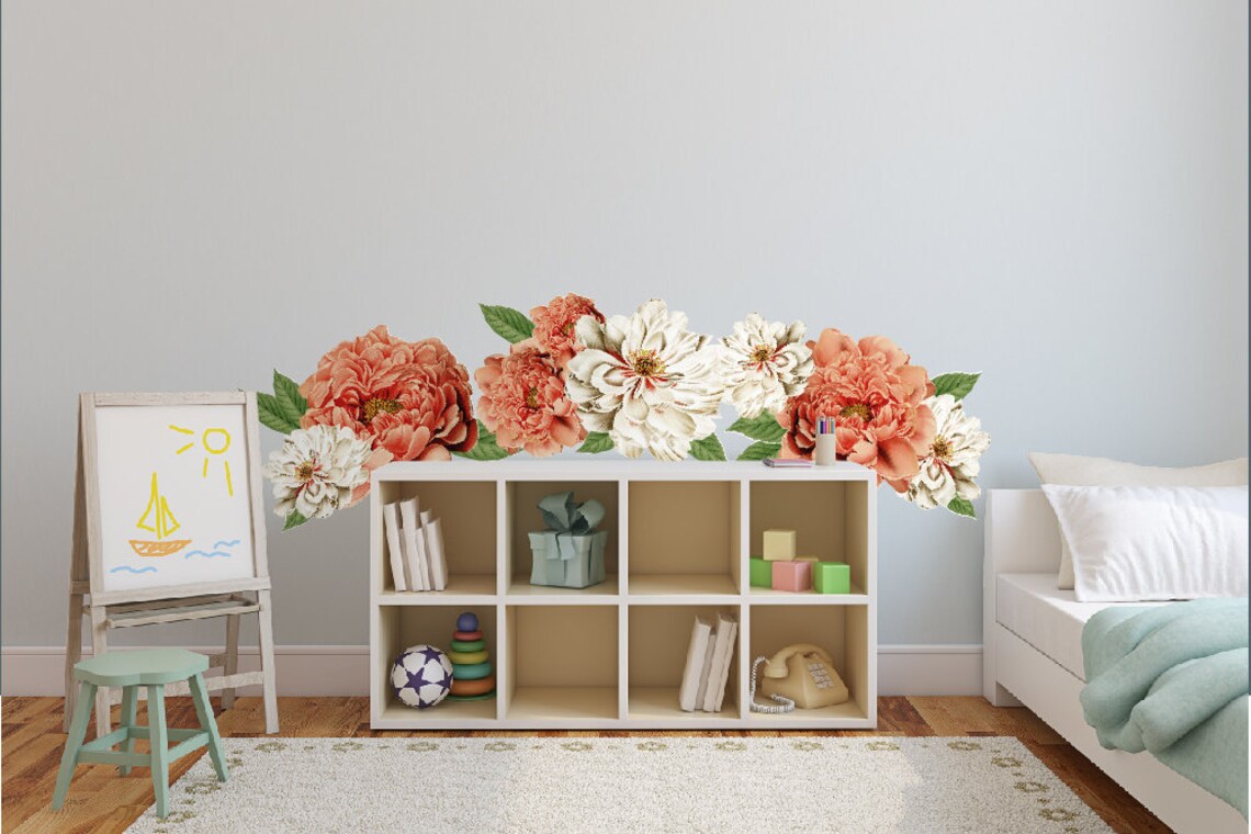 Large Vintage Flower Removable Wall Decals Reusable Stickers - Etsy