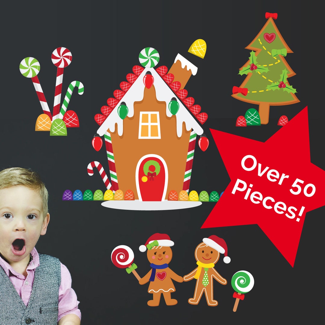 Christmas Gingerbread House Wall Decal No Mess Gingerbread House Kit ...