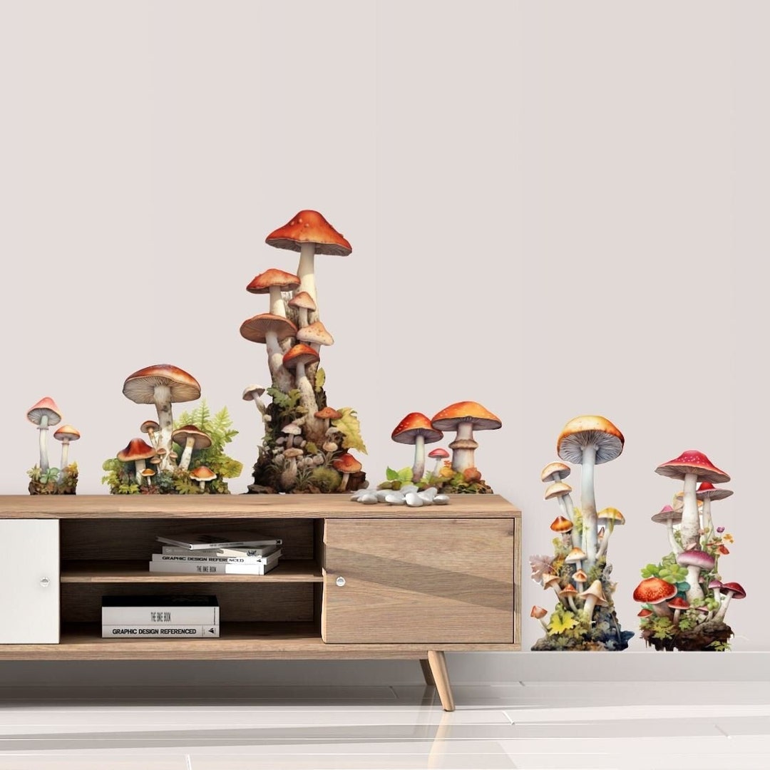 Mushroom Wall Decals | Mushroom Clusters Wall Stickers - Etsy