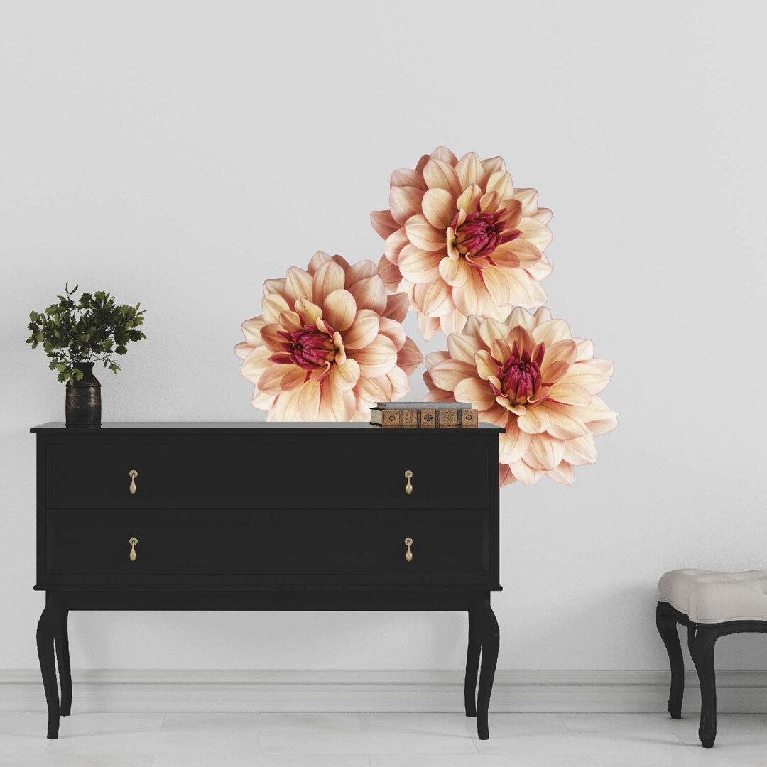 Large Floral Removable Wall Decals Peel and Stick Big Dahlia Flower ...