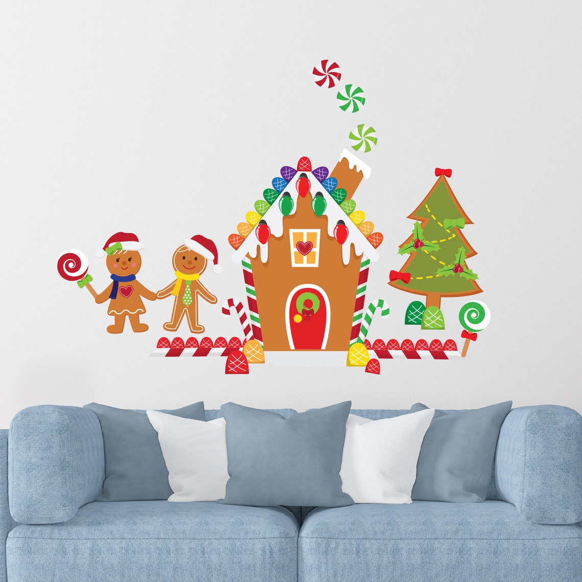 Christmas Gingerbread House Wall Decal No Mess Gingerbread - Etsy