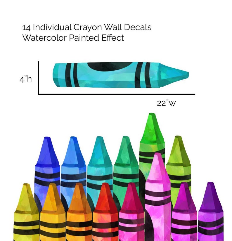 Crayon Wall Decals | Bright Rainbow Color Crayon Wall Stickers for ...