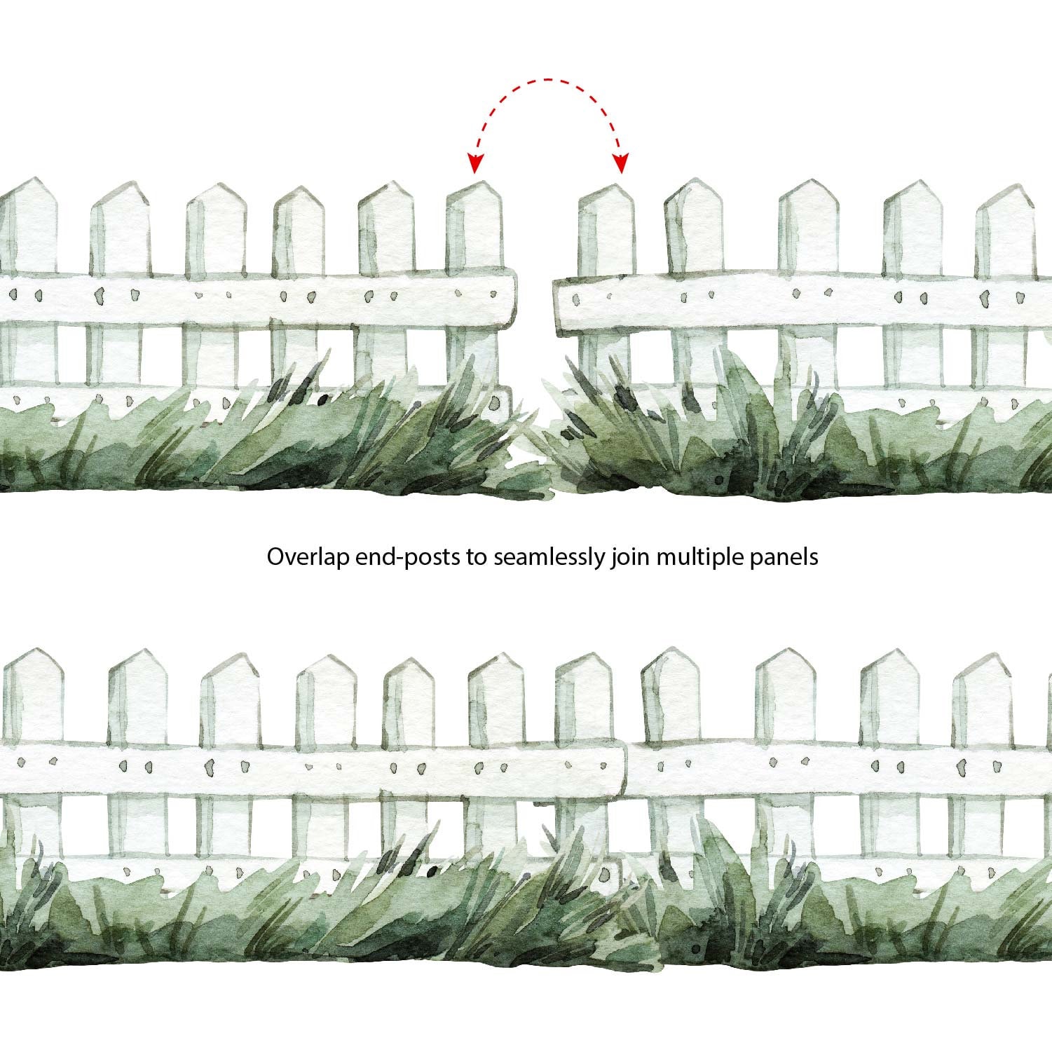 Easy Faux Picket Fence Removable Wall Decals Farmhouse White Fence With ...