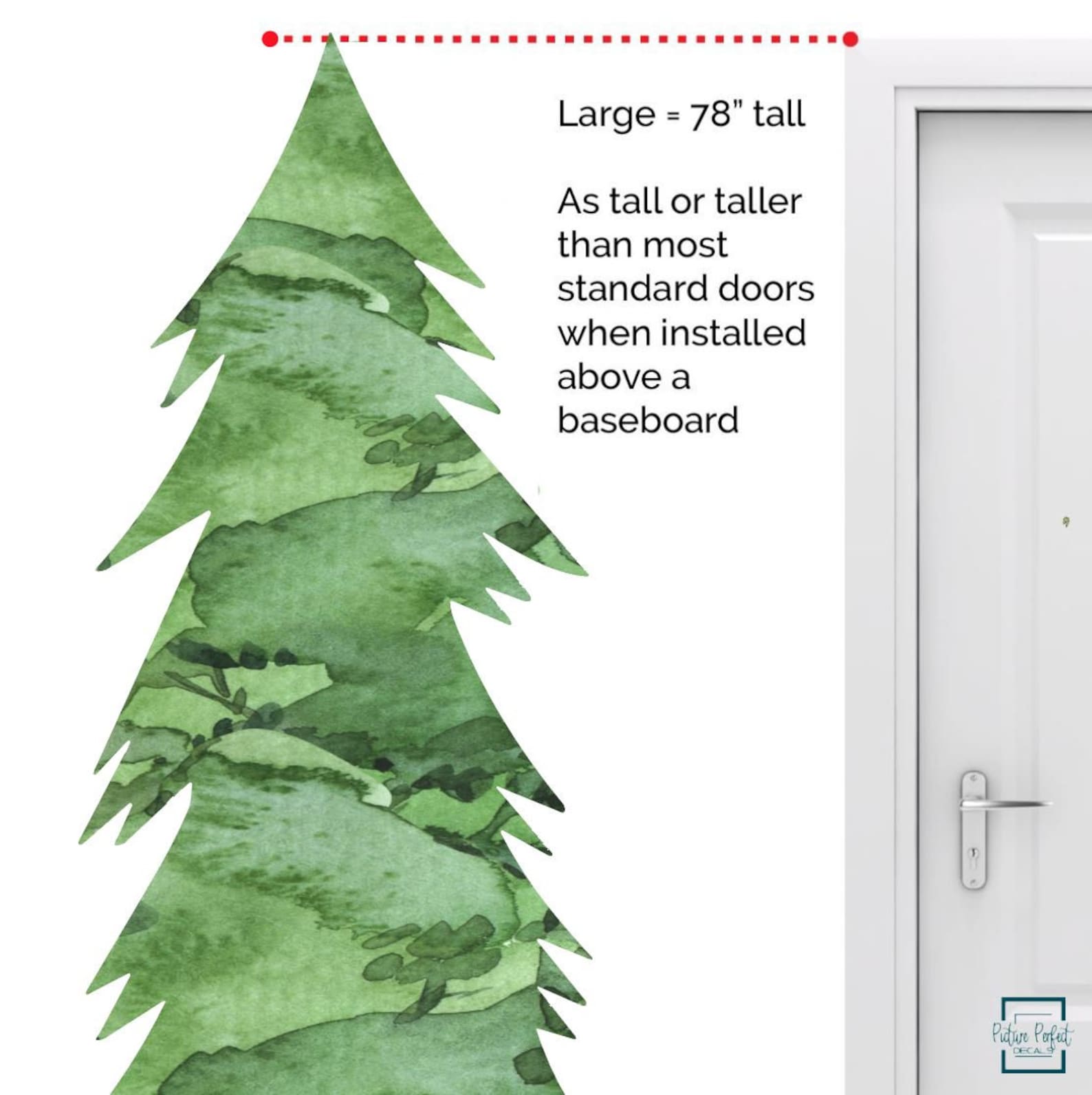 Pine Tree Wall Decals Green Tall Forest Woods Watercolor Wall - Etsy