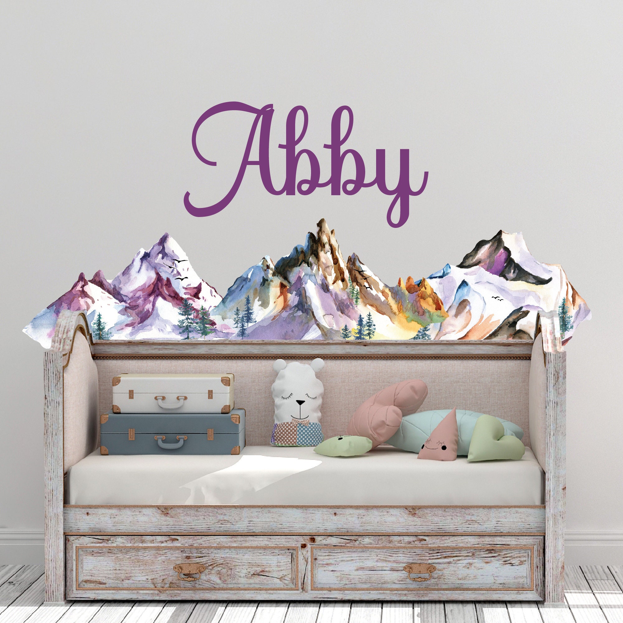 Mountains Scene Wall Decals Removable Wallpaper Sticker - Etsy