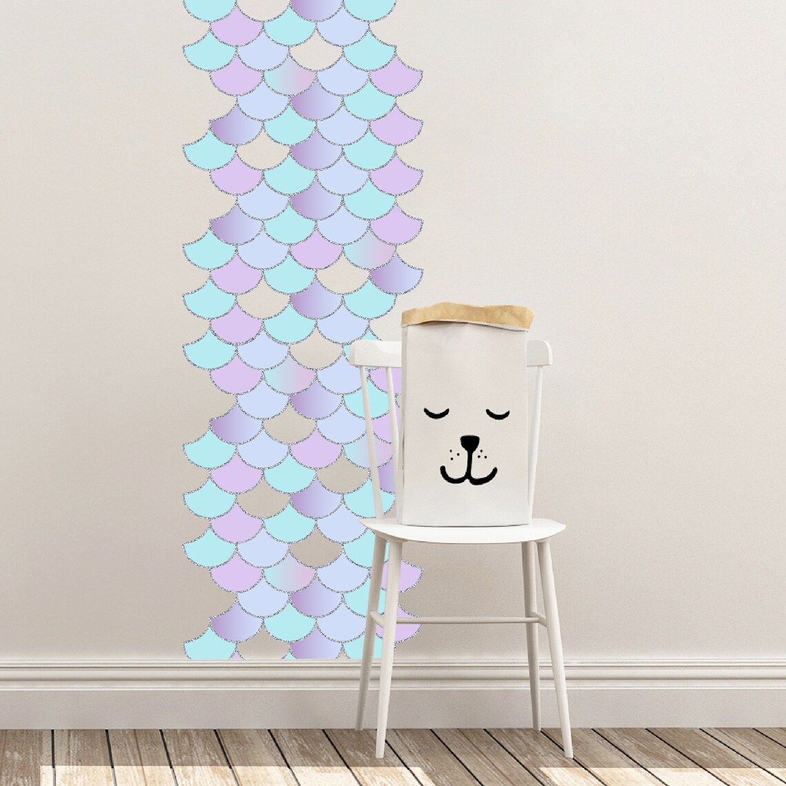 Mermaid Wallpaper Interlocking Panels Removable Wall Decals | Etsy