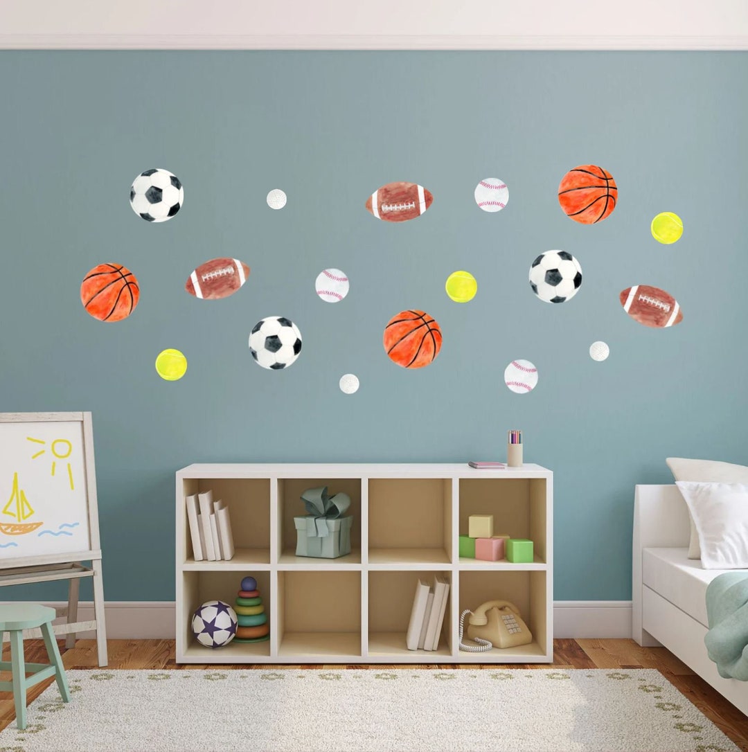 Sports Wall Stickers Football Basketball Soccer Baseball Golf Tennis ...