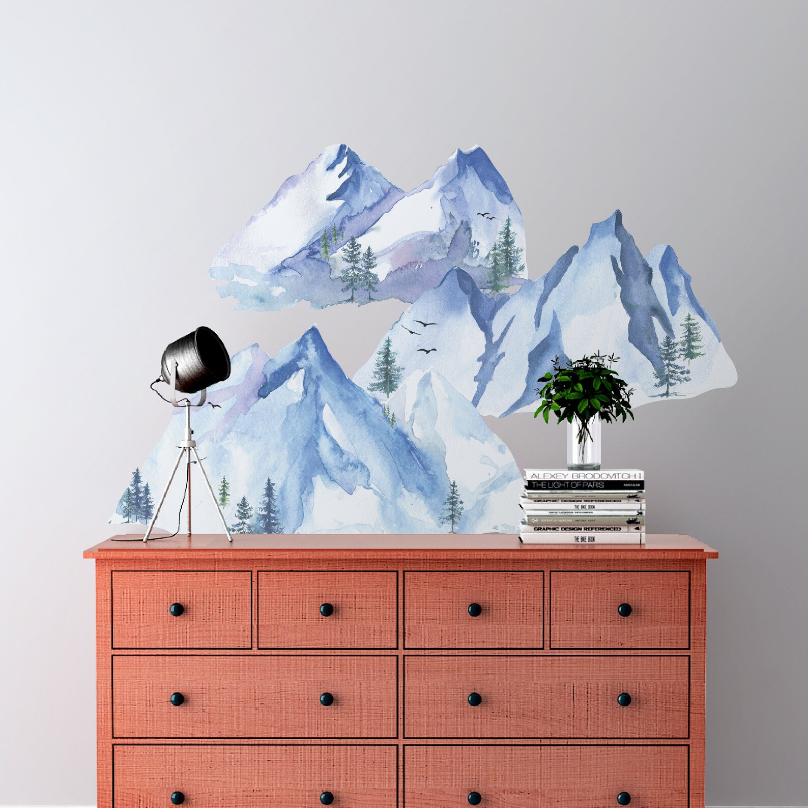 Mountains Scene Wall Decals Removable Wallpaper Sticker | Etsy