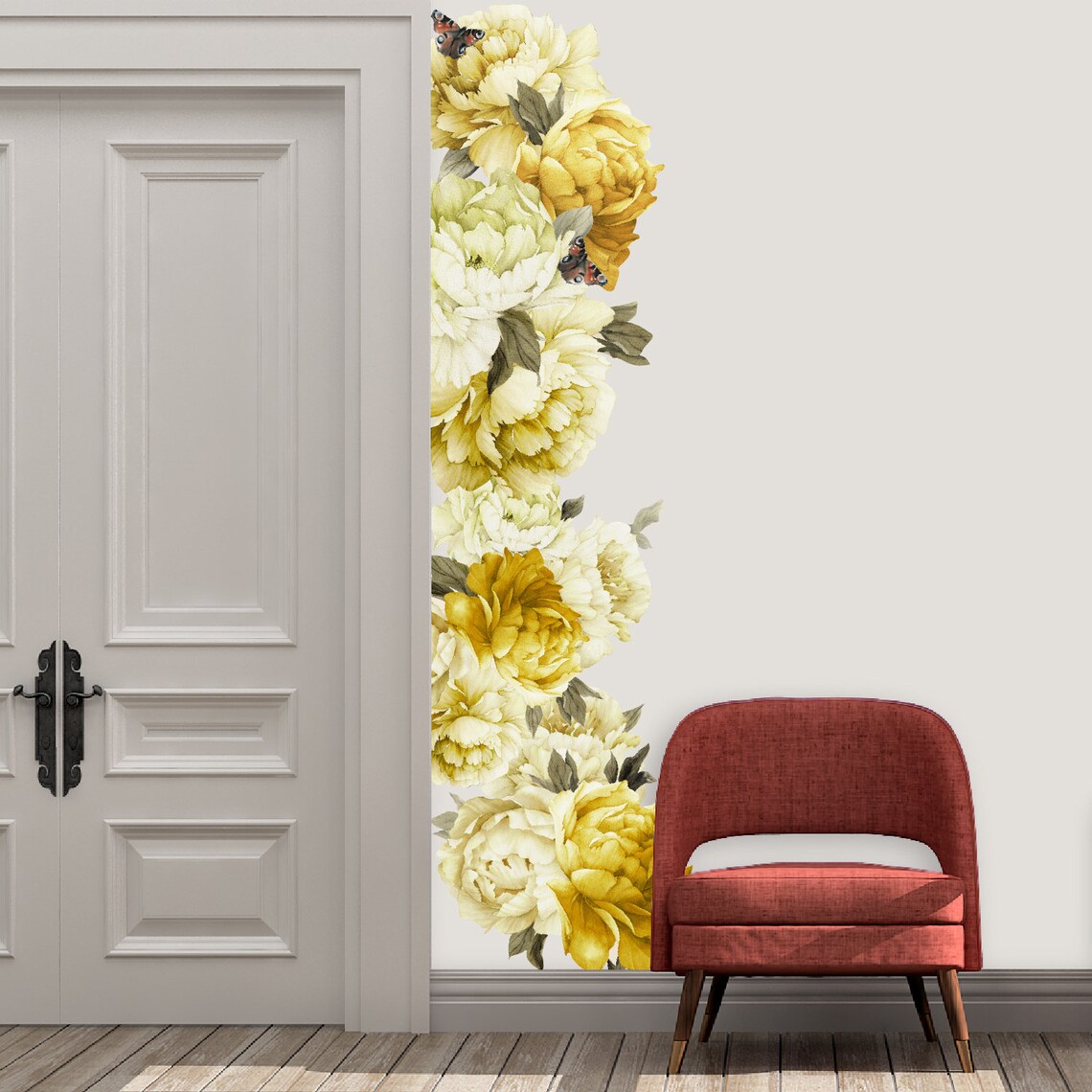 Large Peony Flower Wall Decals Peonies Wall Stickers Floral Wallpaper ...