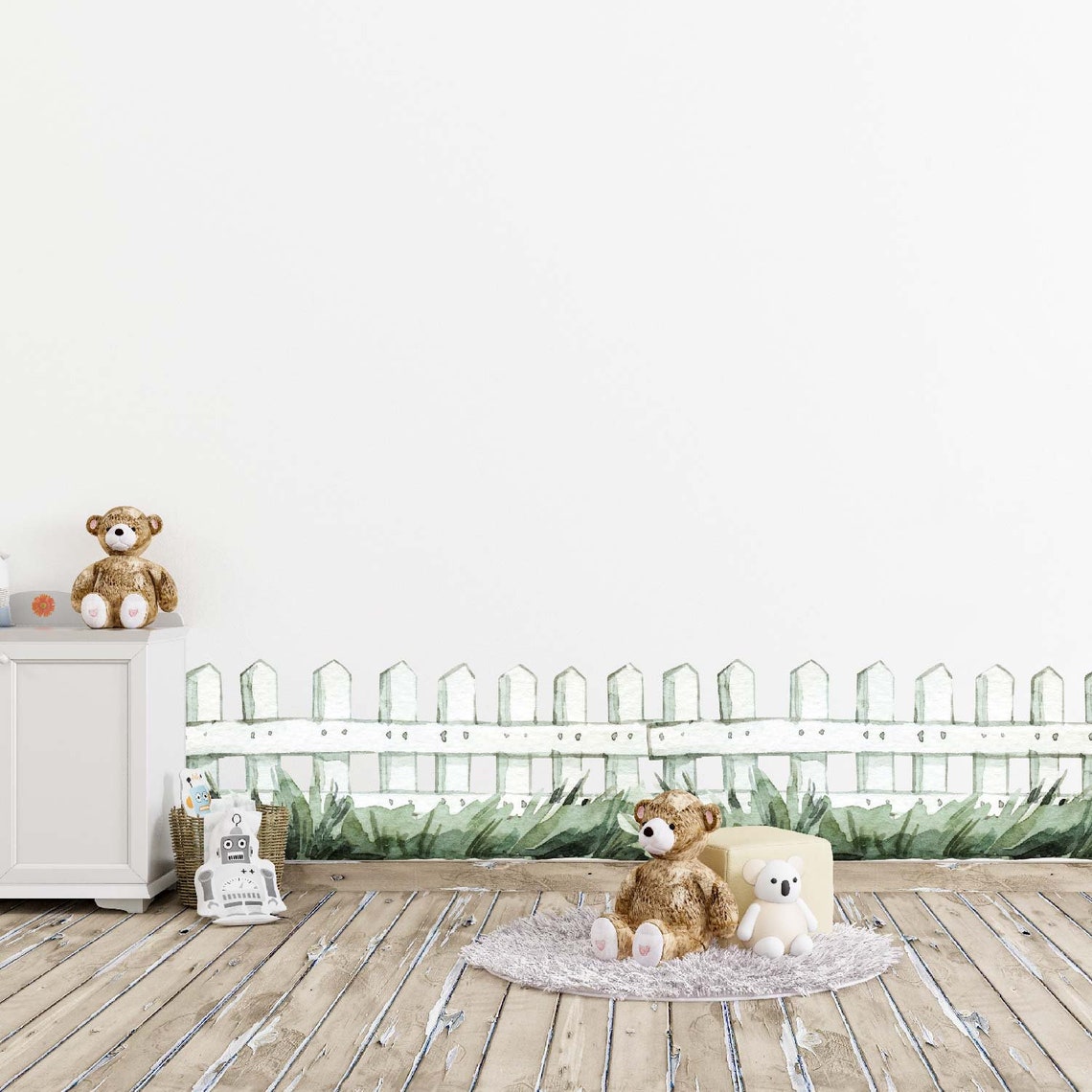Easy Faux Picket Fence Removable Wall Decals Farmhouse White Fence With ...