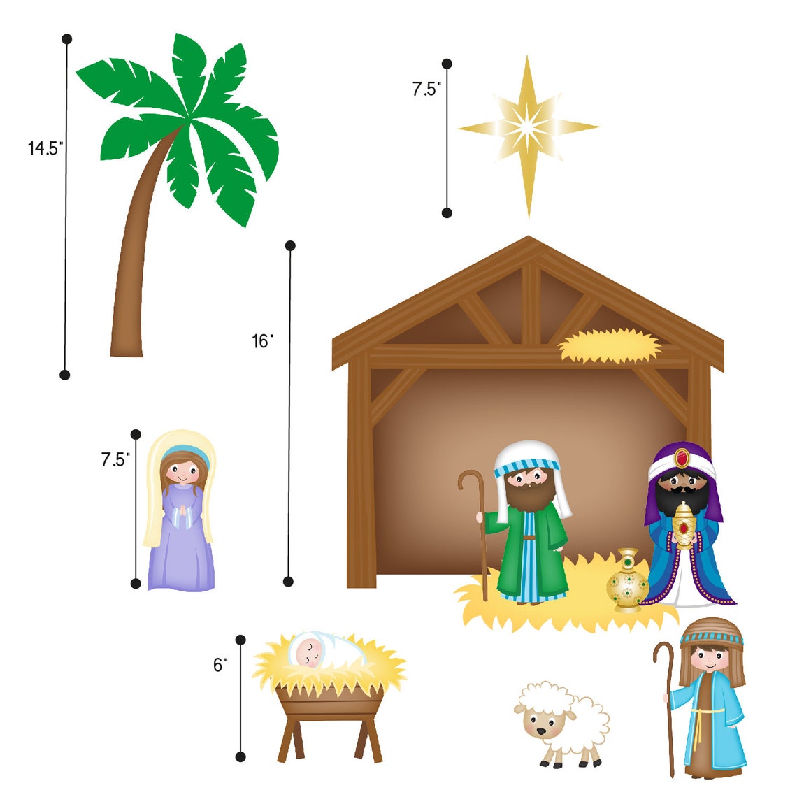 Advent Calendar Wall Decals Nativity for Kids Countdown to | Etsy