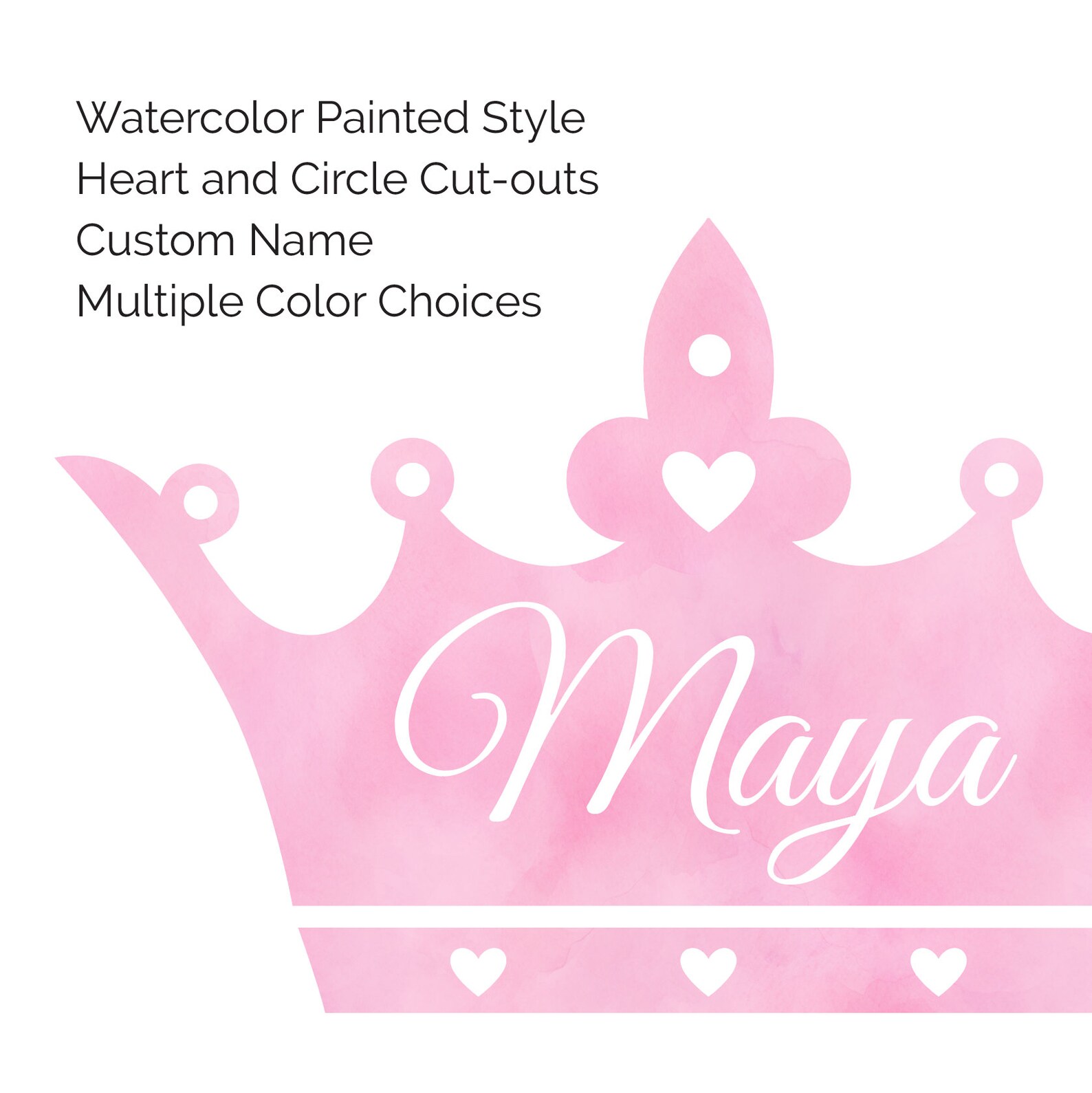 Tiara Crown Wall Decal | Custom Name | Princess Room Wall Sticker Decor ...