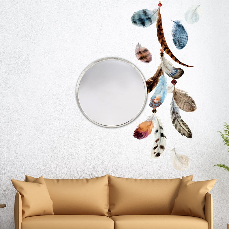 Boho Feathers Removable Wall Decals | Bohemian Feathers Fabric ...