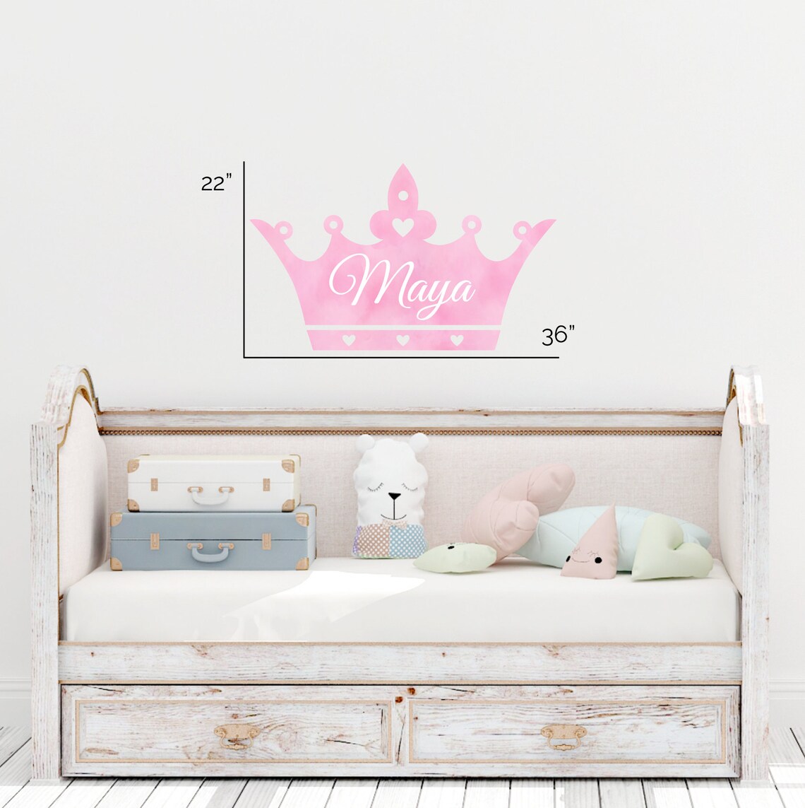 Tiara Crown Wall Decal | Custom Name | Princess Room Wall Sticker Decor ...
