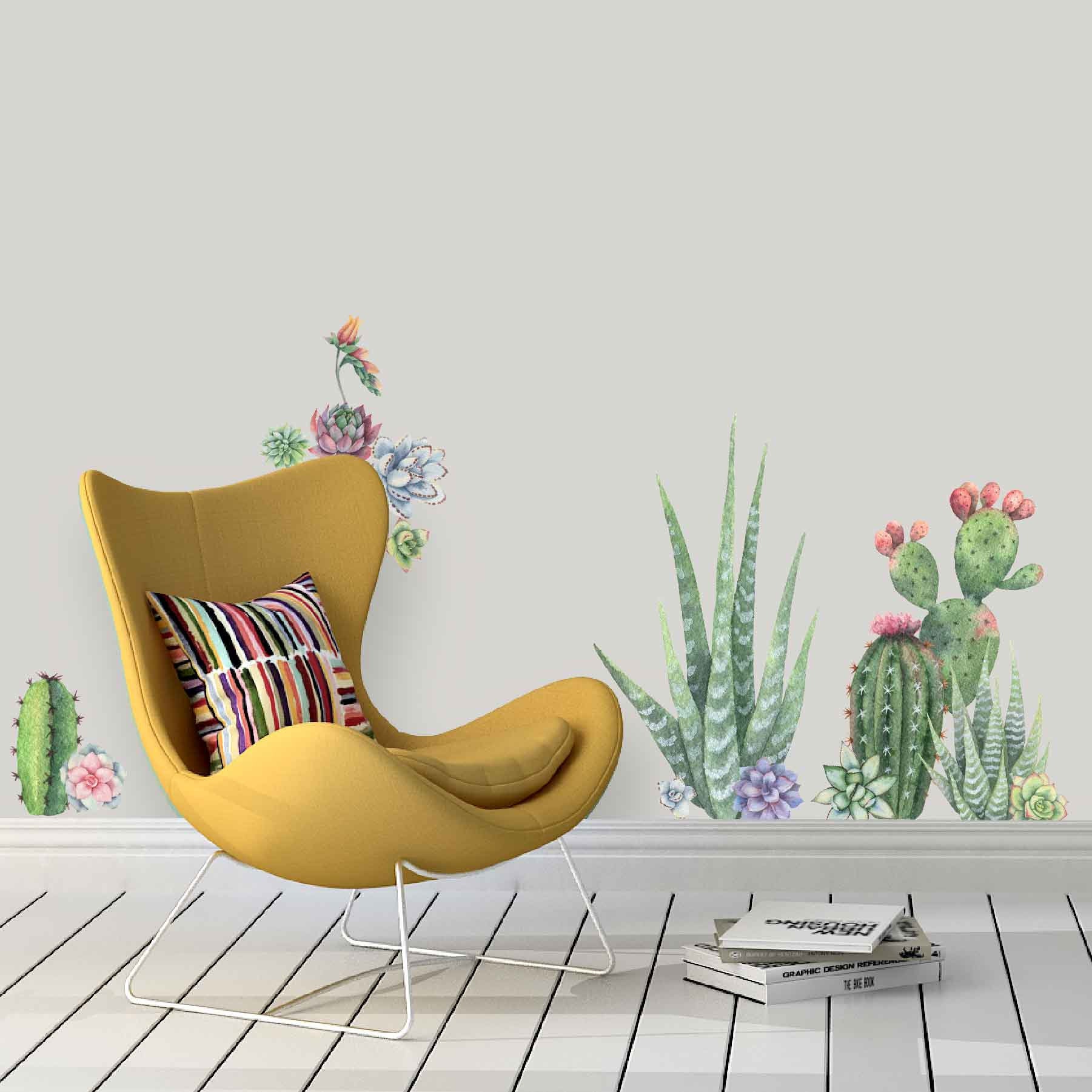 Cactus Wall Decals Succulent Removable Wallpaper Stickers Succa Cacti ...