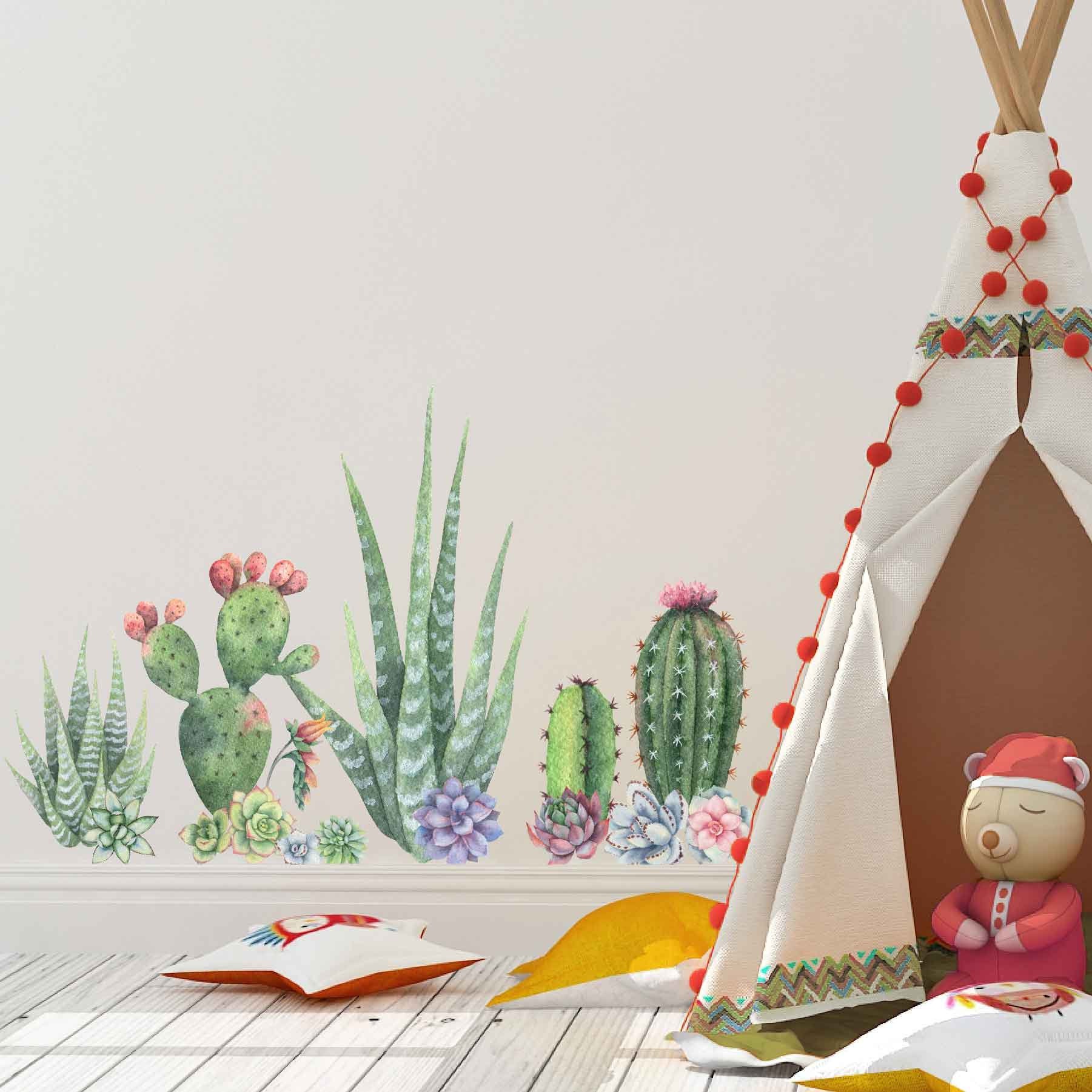 Cactus Wall Decals Succulent Removable Wallpaper Stickers - Etsy