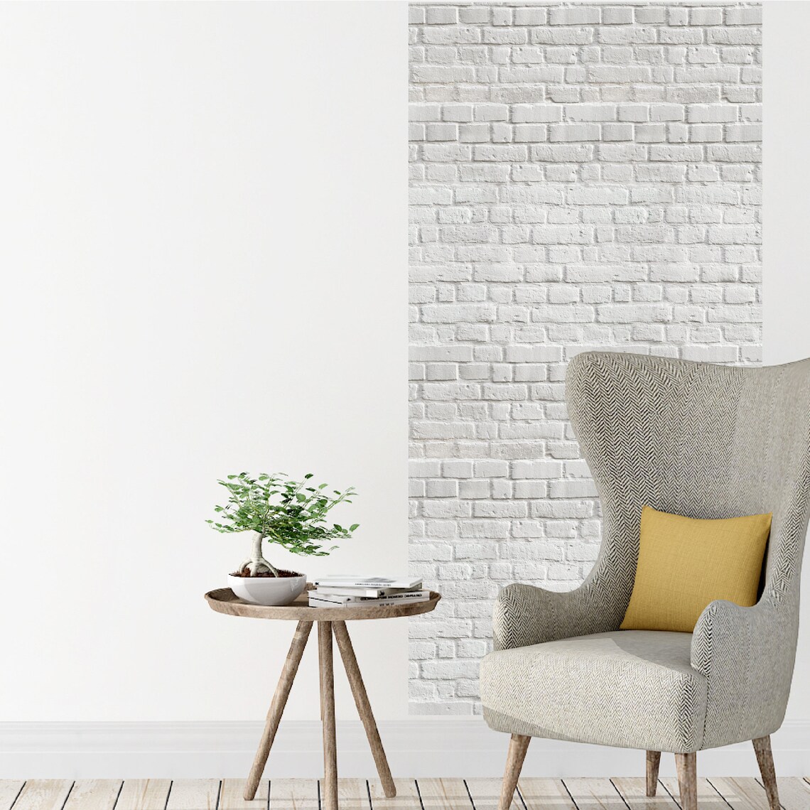 Brick Wall Decal White Gray Faux Brick Wall Removable - Etsy