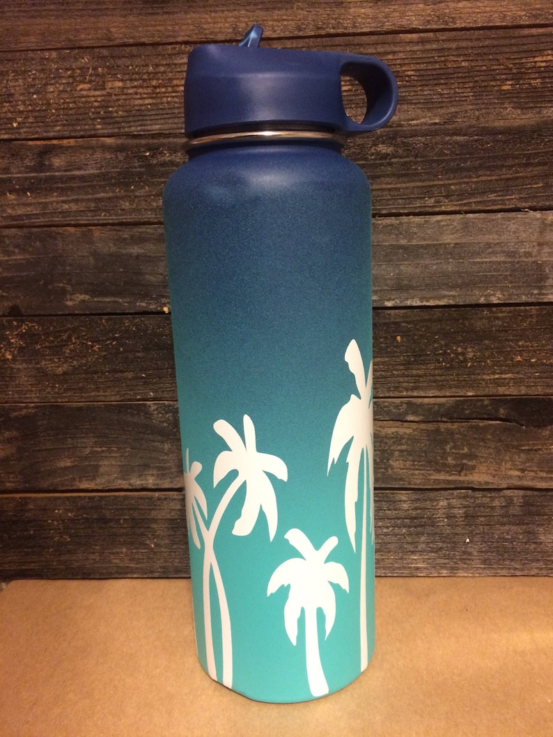 Palm tree vinyl decal for hydroflask | Etsy
