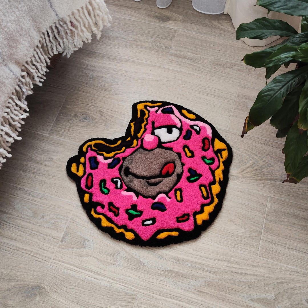 Rug for Bedroom Aesthetic, Funky Hot Pink Textured Round Donut Rug ...