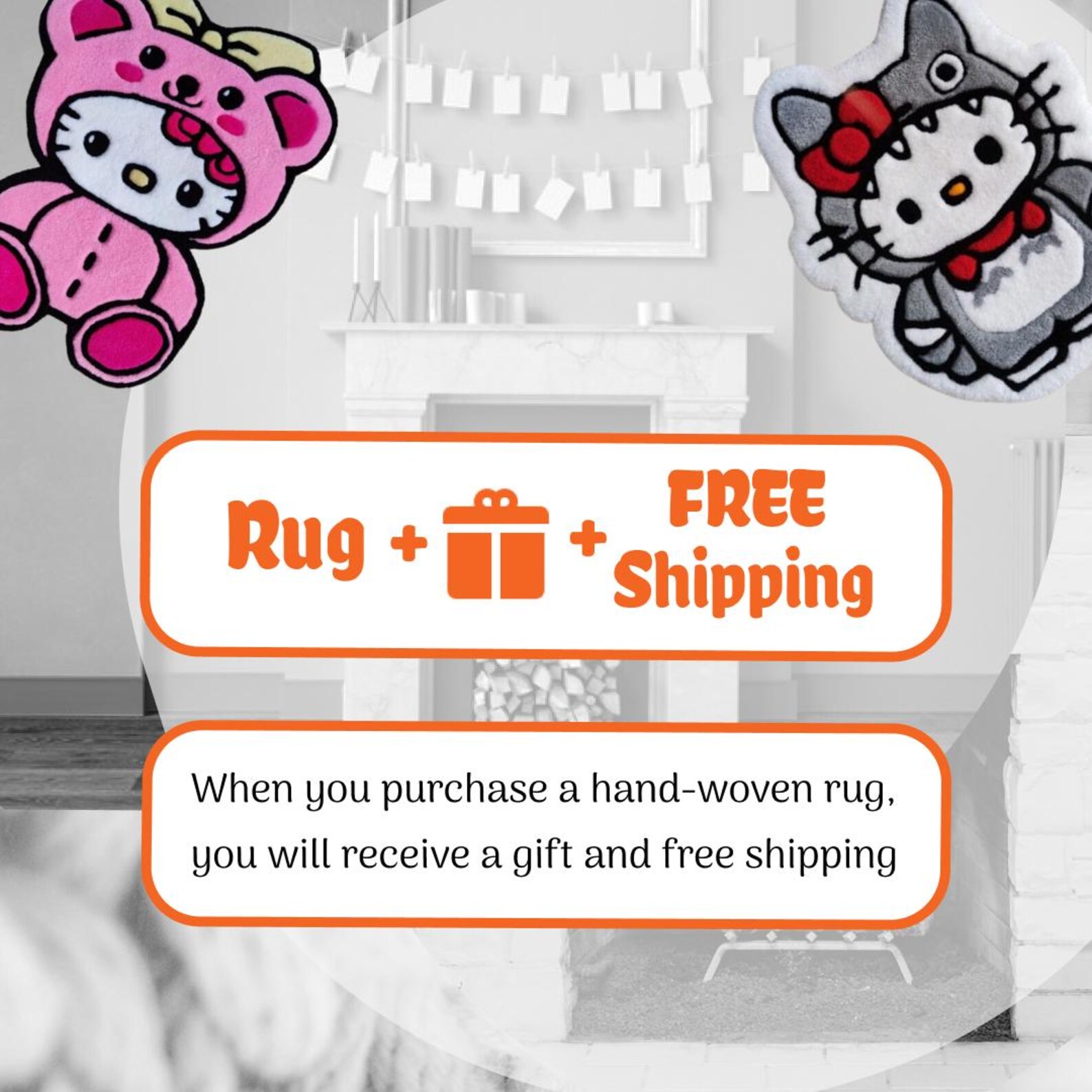 Cute Pink Cat Rug for Girl's Room Decor – Soft Hand Tufted Carpet ...