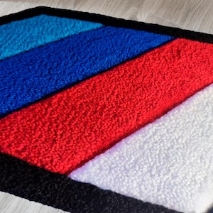 BMW Inspired Tufted Rug – Racing Car Garage Decor – Man Cave Statement ...