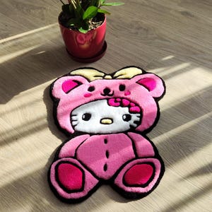 Cute Pink Cat Rug for Girl's Room Decor – Soft Hand Tufted Carpet ...